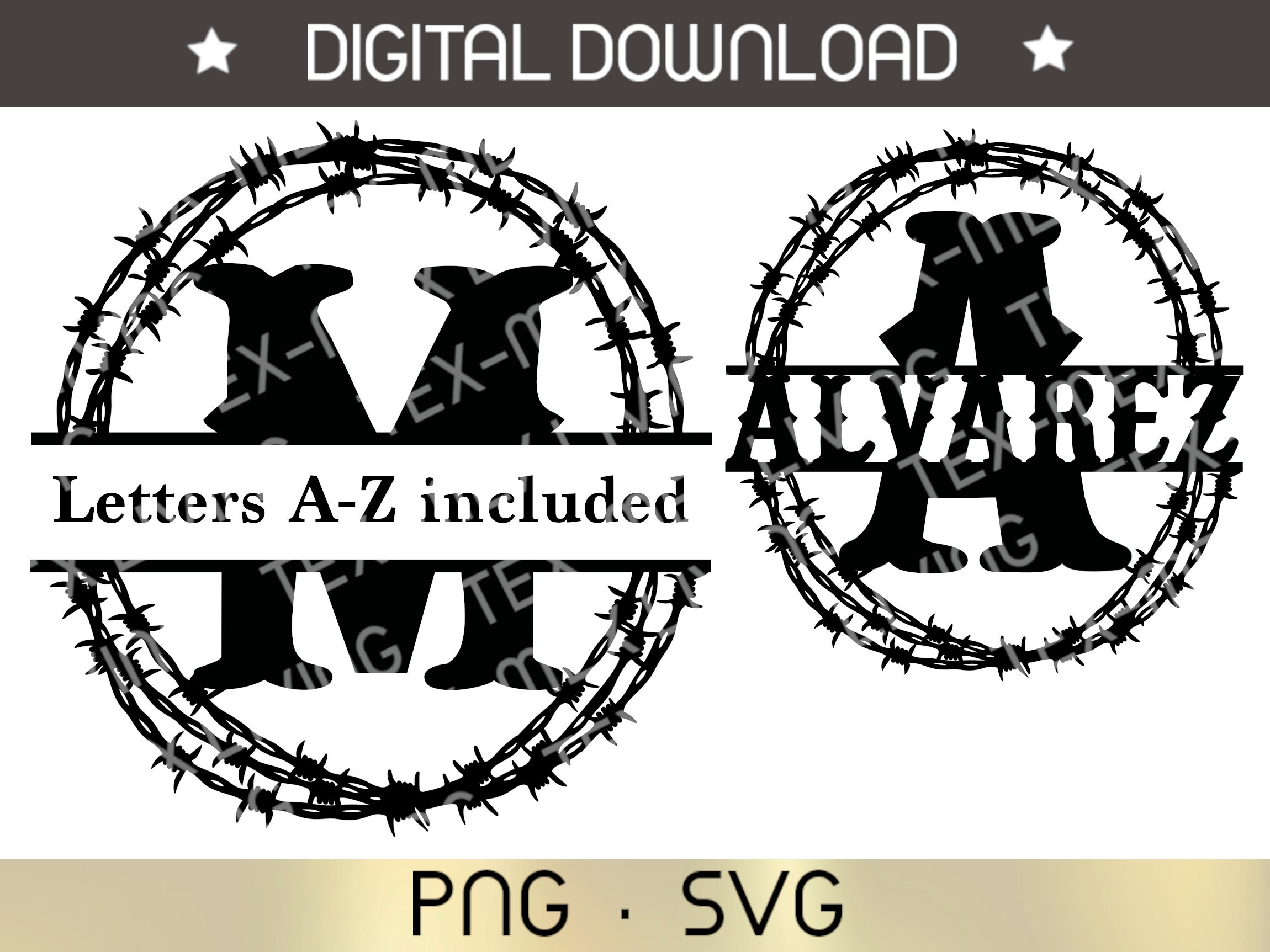 Split Alphabet Letters Monogram Svg Png Monogram Last Name - Etsy