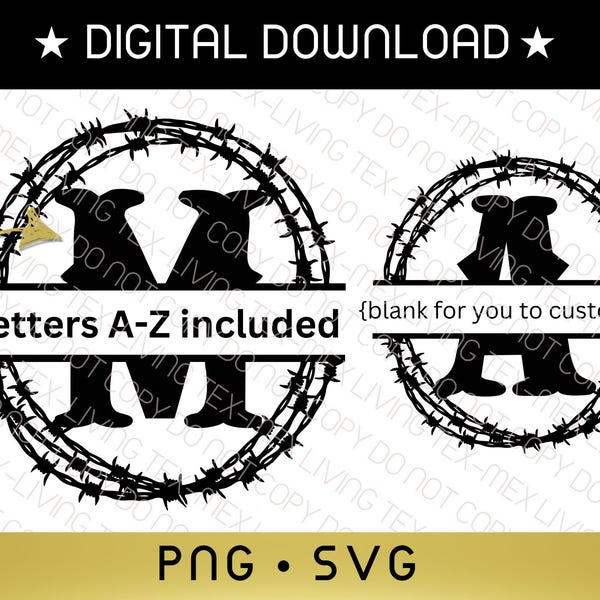 Barbed Wire Monogram - Etsy