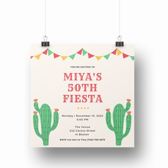 Fiesta Birthday Party Invitation Birthday Party Invitation - Etsy