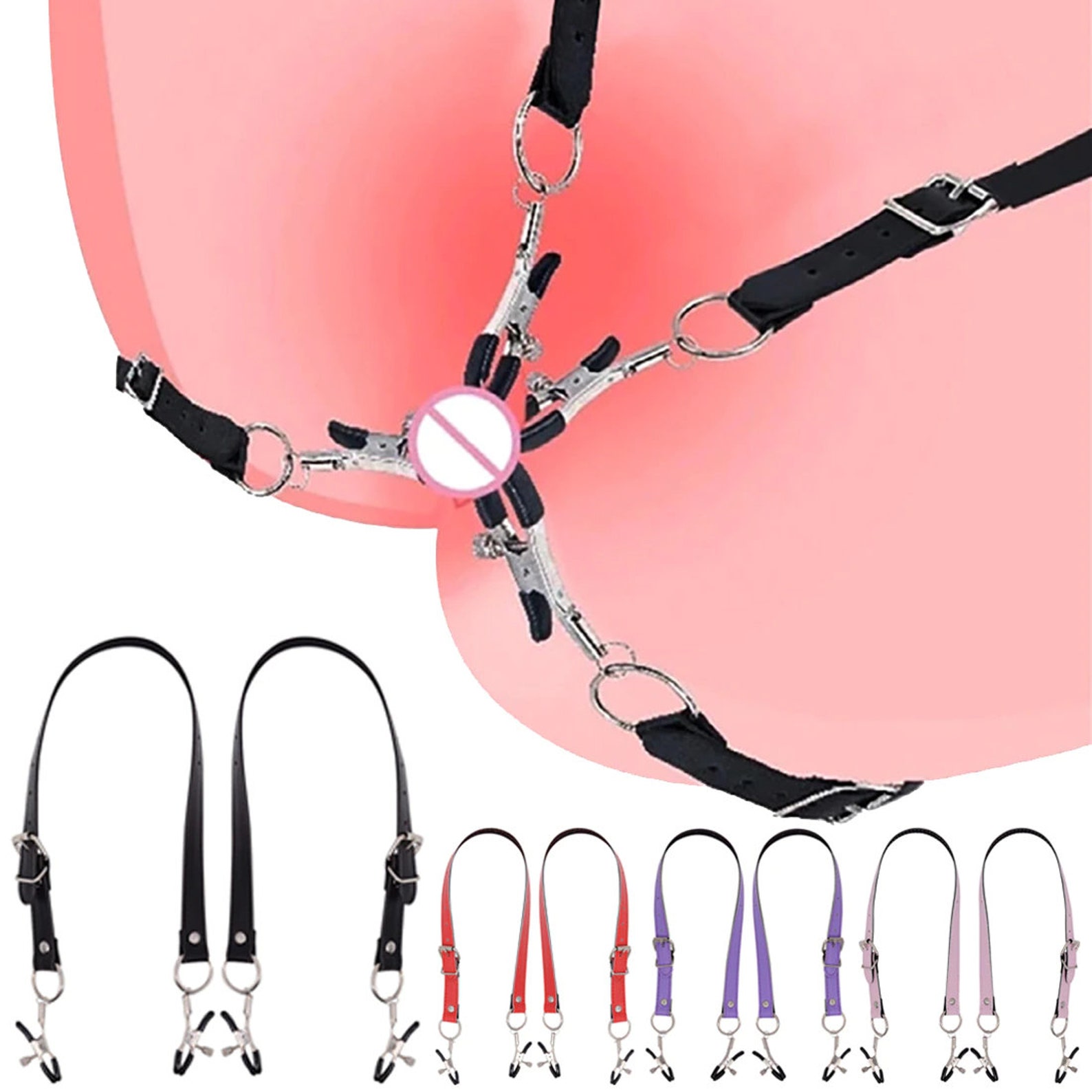 NEW Colourful Labia Clamps Spreader Straps With Rubber Tips Clamps Clitoris Clamp Labia Spreader ...