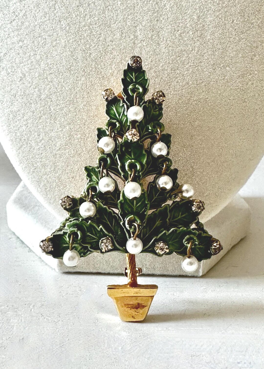Vintage Originals by Robert Christmas Tree Brooch With Faux Pearl ...