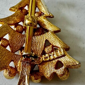 Vintage Mylu Christmas Tree Brooch Bright Gold Tone With Multi-color ...