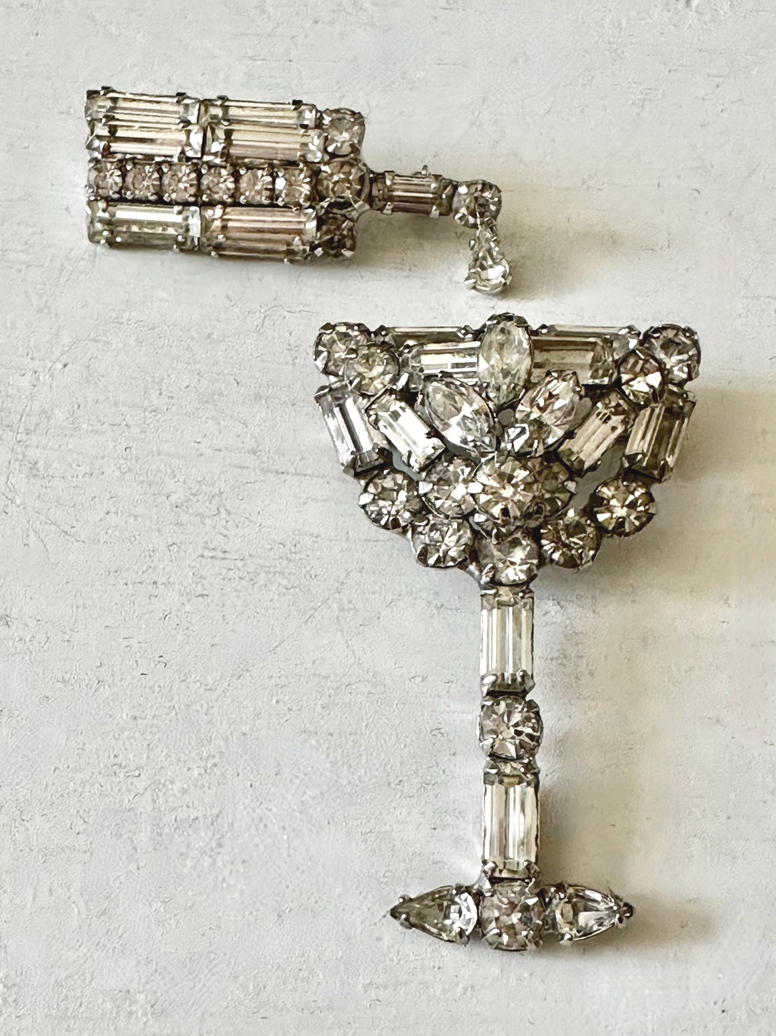 Vintage Weiss Rare Rhinestone Cocktail Shaker and Glass Brooches - Etsy