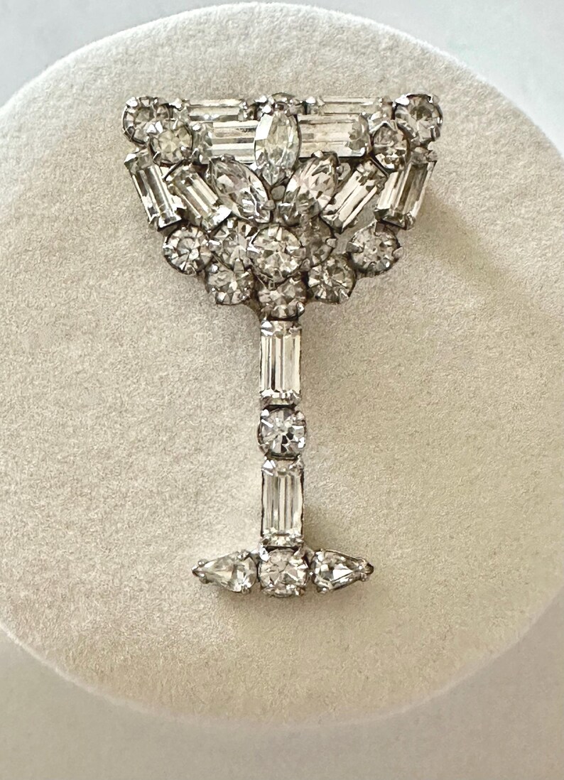 Vintage Weiss Rare Rhinestone Cocktail Shaker and Glass Brooches - Etsy
