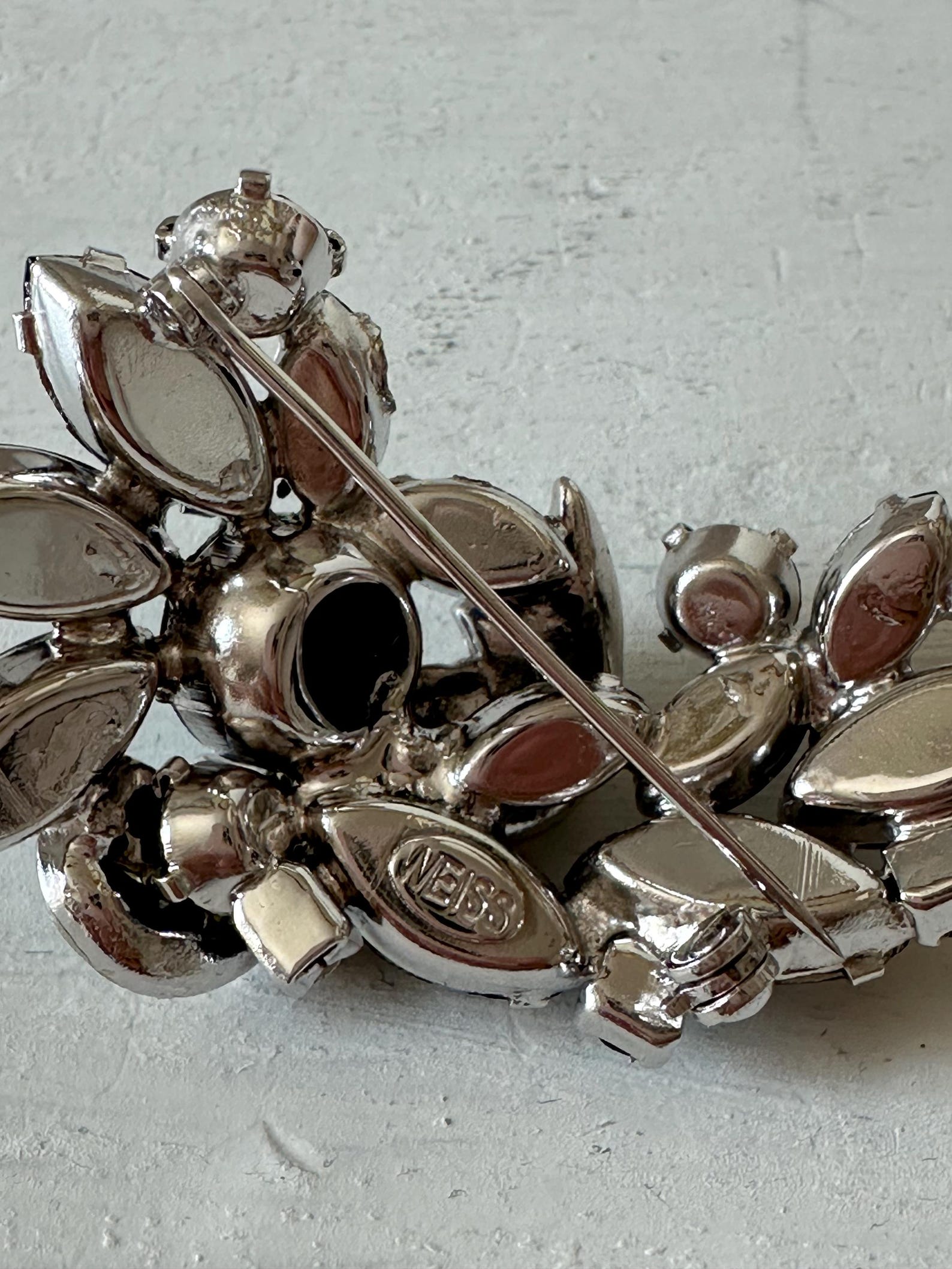 Vintage Weiss Curved Deep Blue Rhinestone Brooch 2 1/8 - Etsy