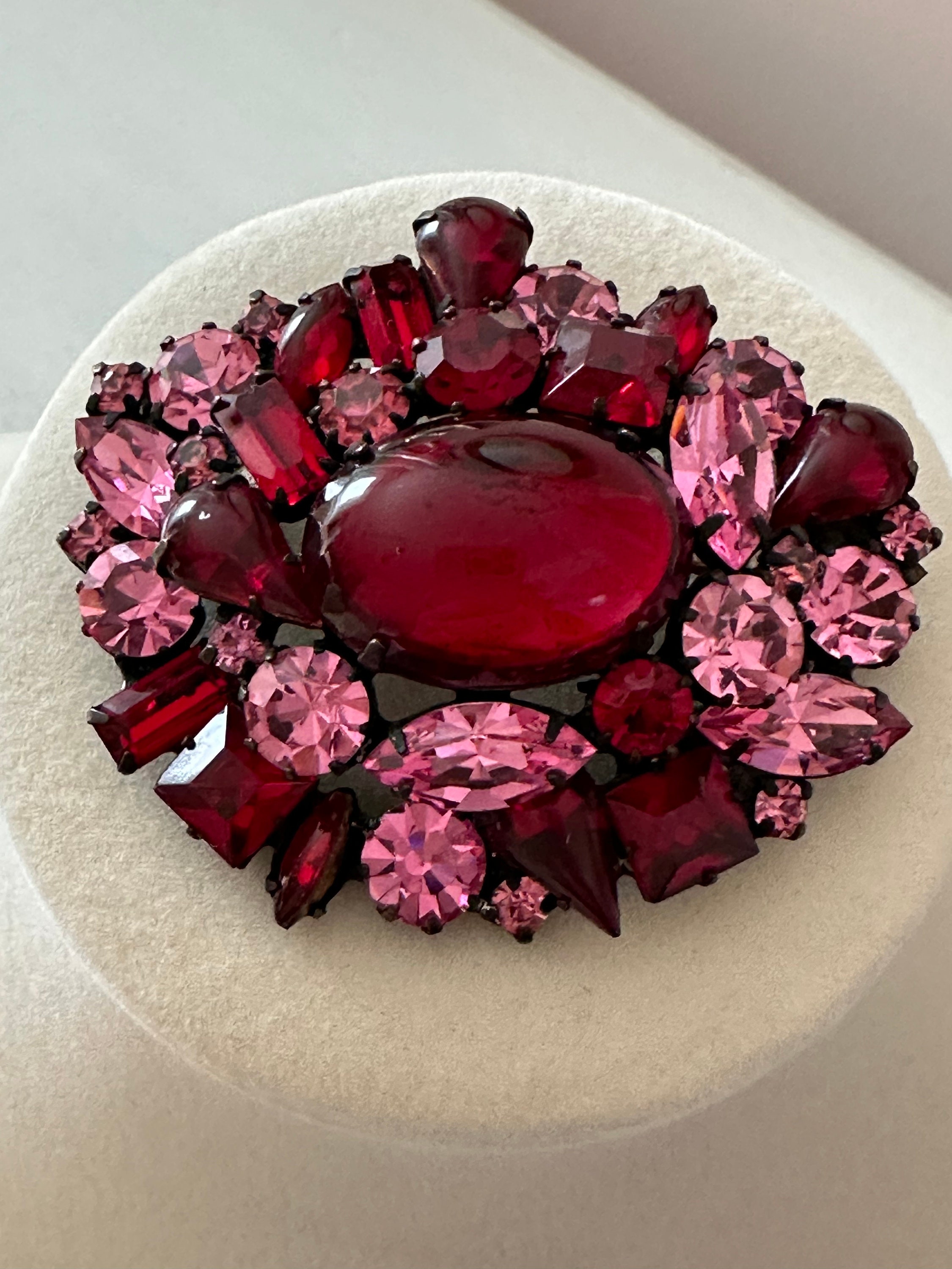 Vintage Original by Robert Domed Red and Pink Brooch 2 - Etsy