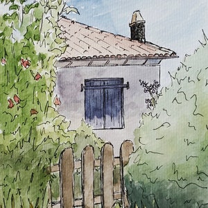 Cottage Path Original Watercolor With Matte Line and Wash 5.5 X 8.5 ...