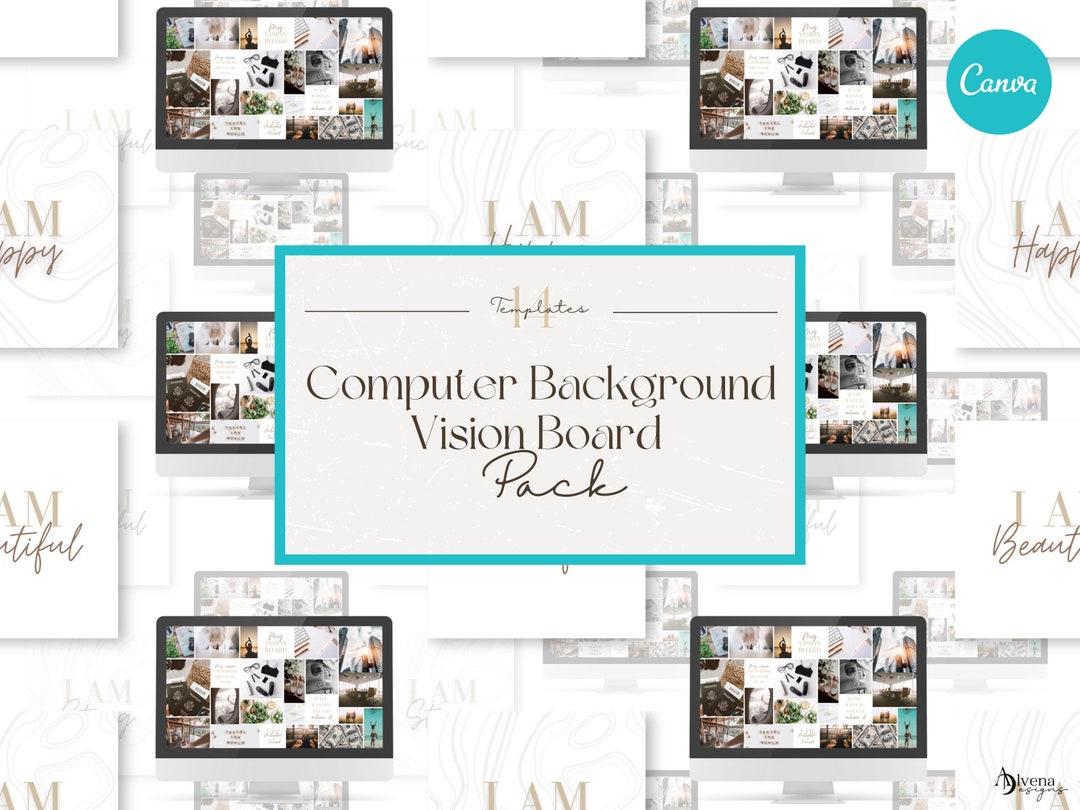 Computer Background Vision Board Pack Dream Board Templates Canva ...