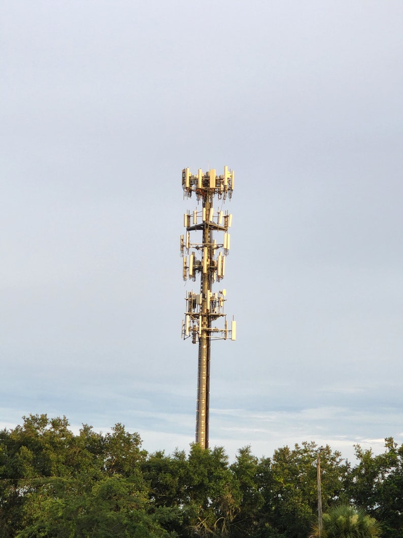 Cell Tower With Blue Sky and Trees - Etsy