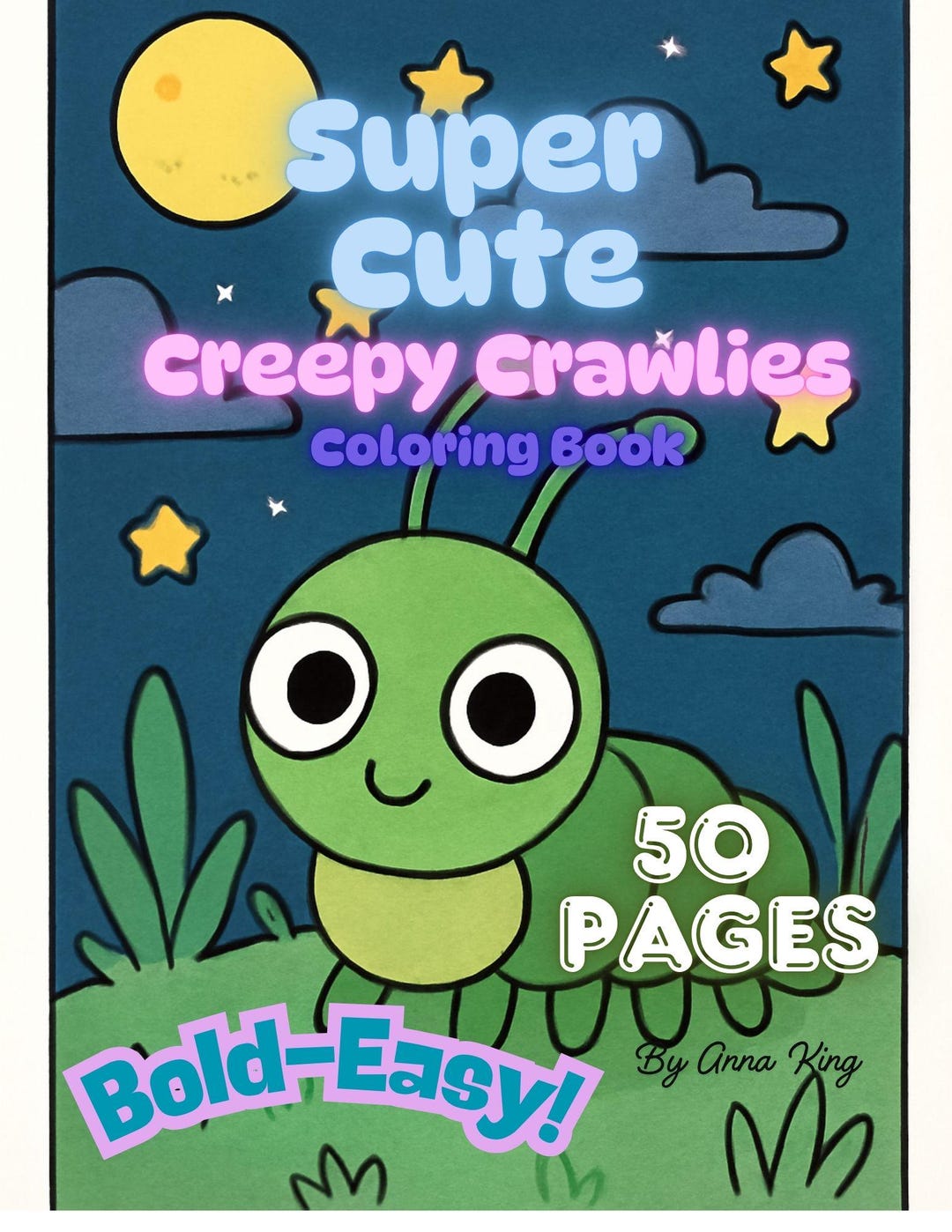 Super Cute Creepy Crawlies Coloring Book Digital PDF Download 50 Pages ...