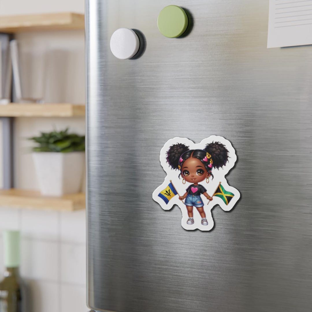 Die-cut Magnets Barbados Jamaican Chibi Girl Spirit Week, Caribbean ...