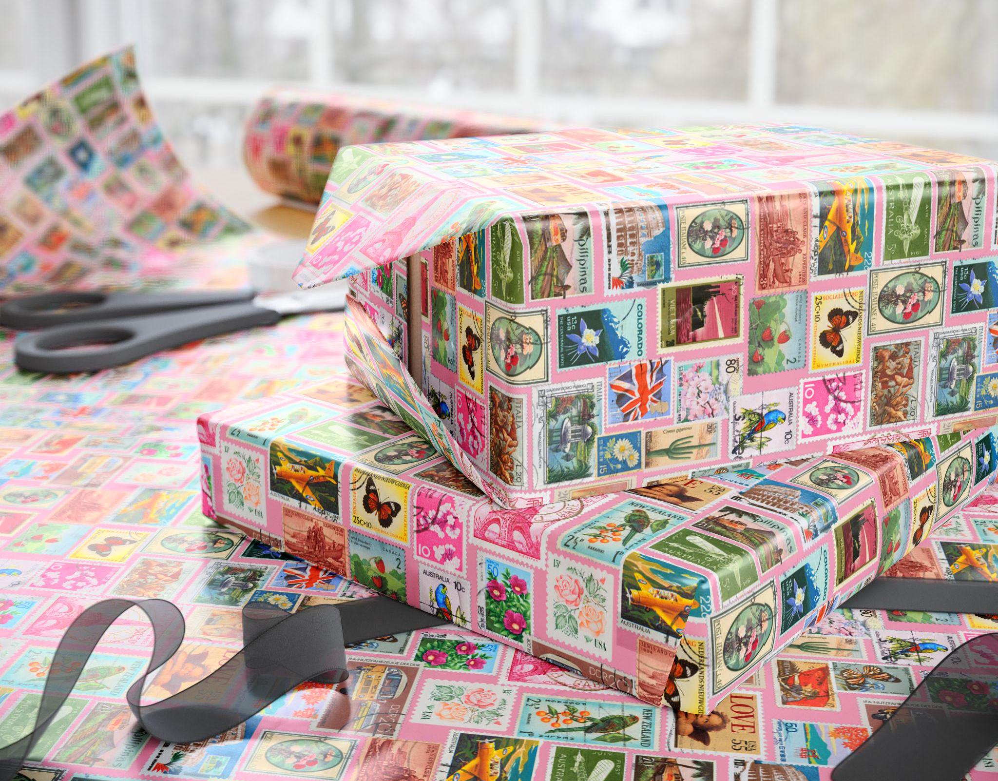 Vintage Postage Stamp Wrapping Paper: Retro Travel Collage - Etsy