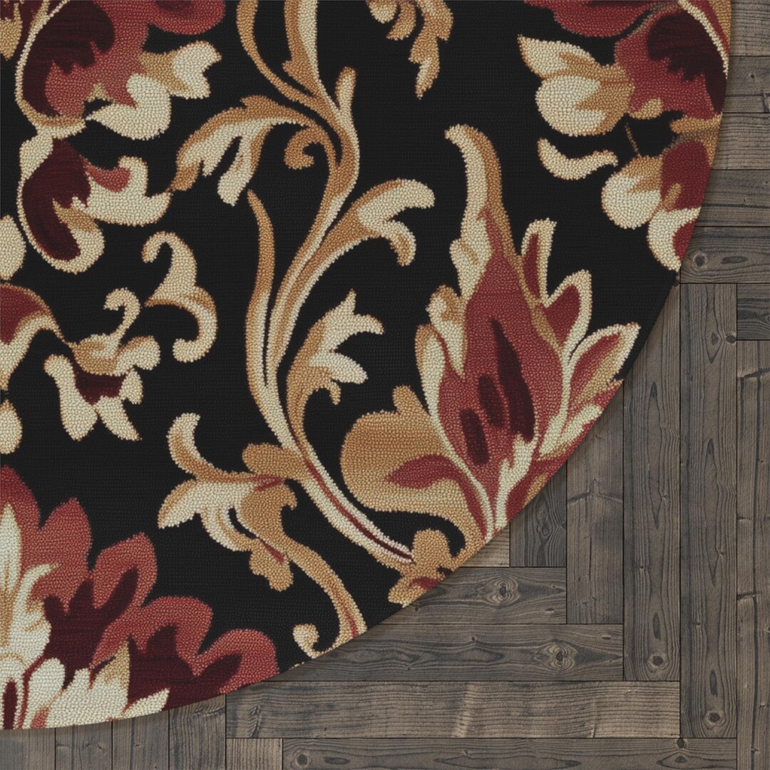 Damask Round Rug Circle Rug Aesthetic Decor Vintage Rugs Victorian ...