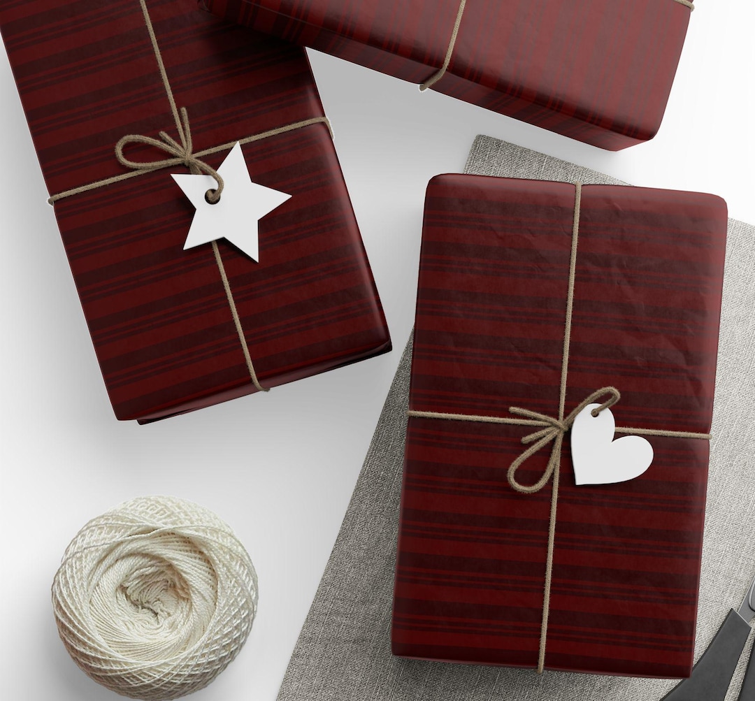 Red Striped Christmas Wrapping Paper Christmas Gift Wrap Paper Holiday ...