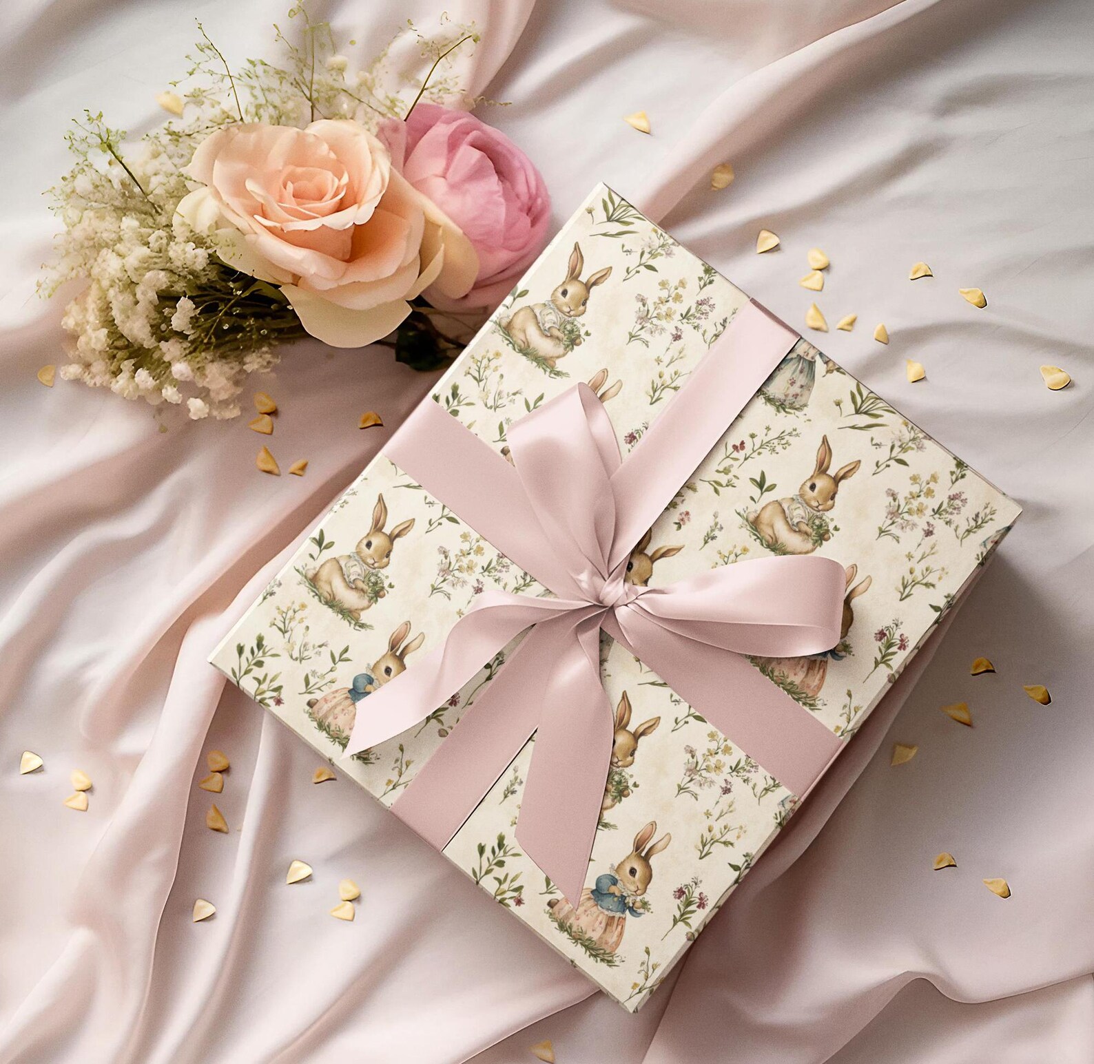 Vintage Bunny Wrapping Paper: Storybook Rabbit Gift Wrap Easter - Etsy