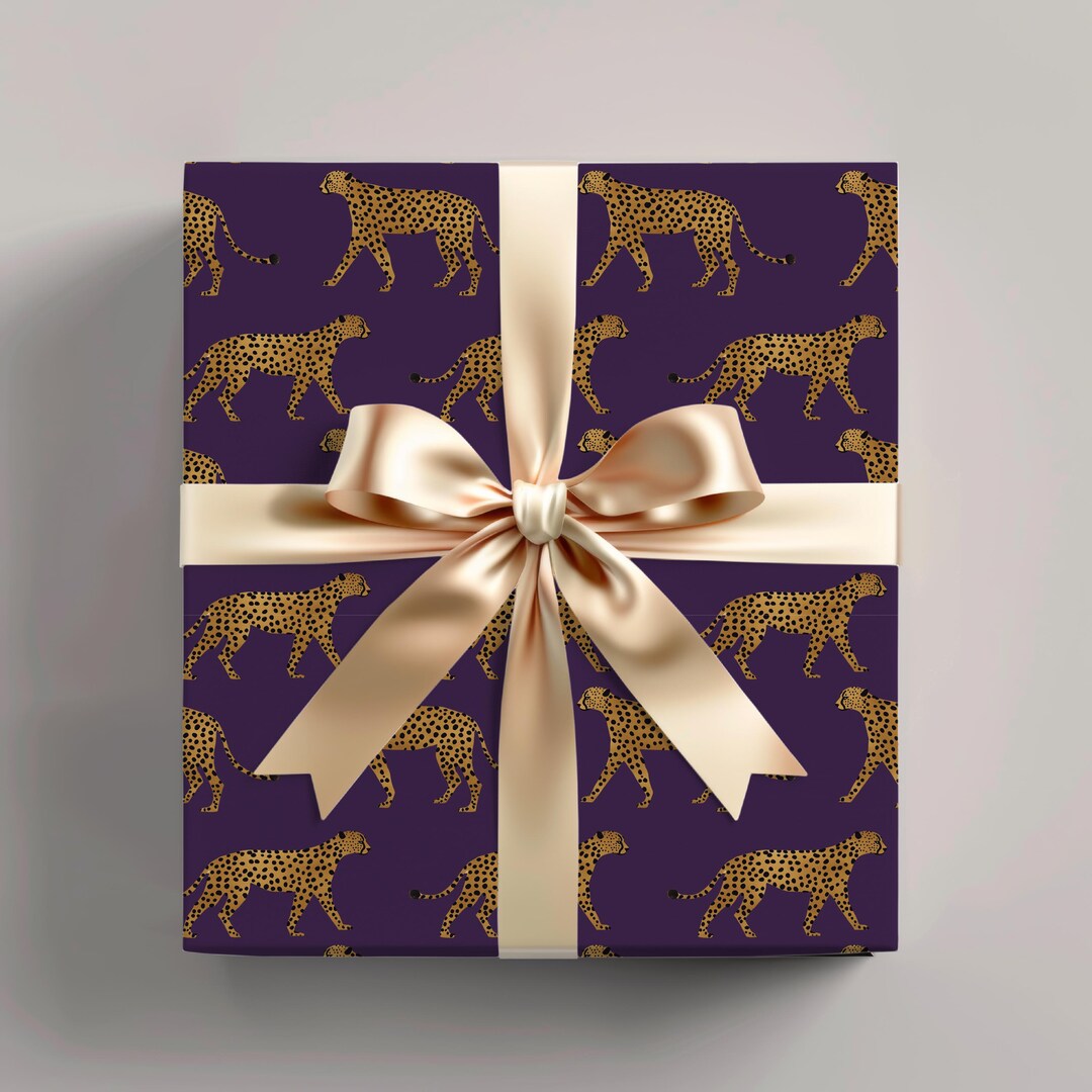 Gold Cheetah Print Wrapping Paper: Luxury Purple Gift Wrap - Etsy