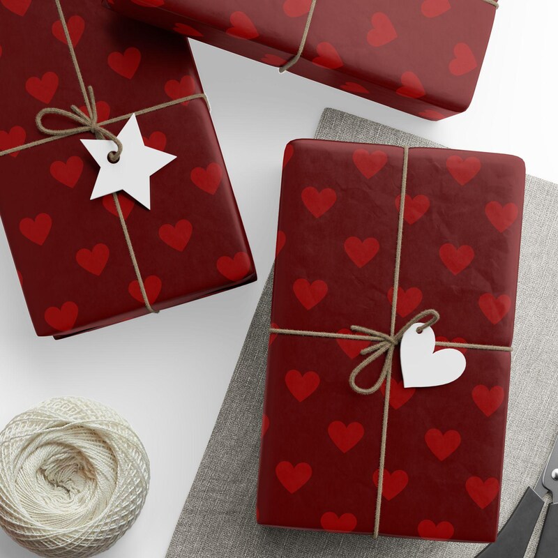 Hearts Wrapping Paper - Etsy
