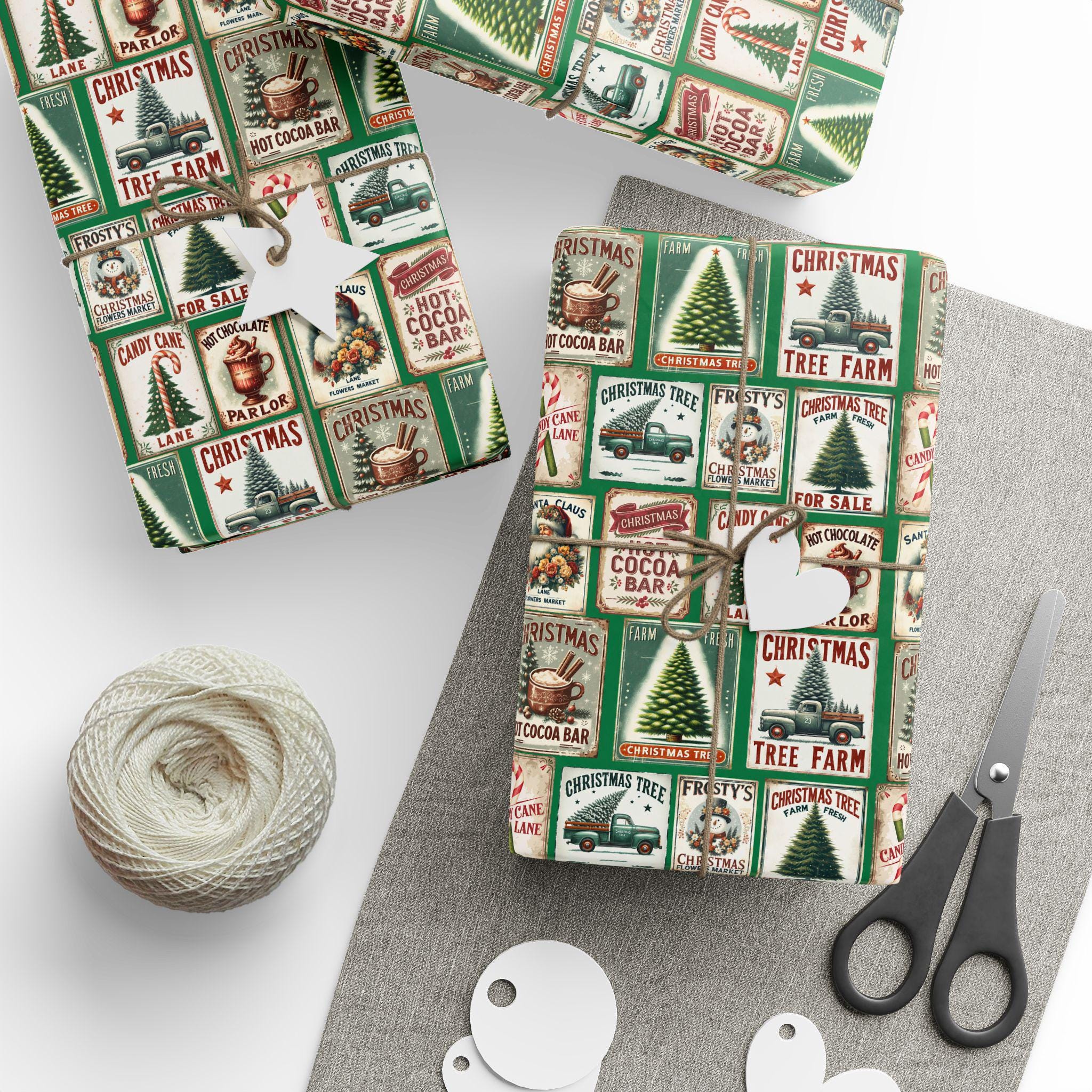 Vintage Christmas Wrapping Paper Decorative Wrapping Paper Retro ...