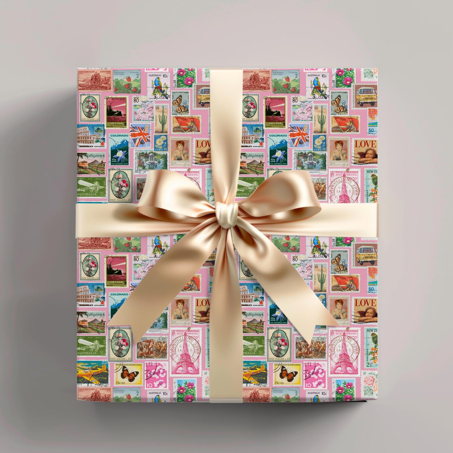 Vintage Postage Stamp Wrapping Paper: Retro Travel Collage - Etsy