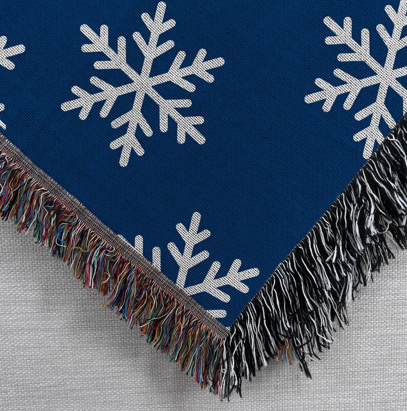 Snowflake Woven Cotton Throw Blanket: Cozy Christmas Decor - Etsy
