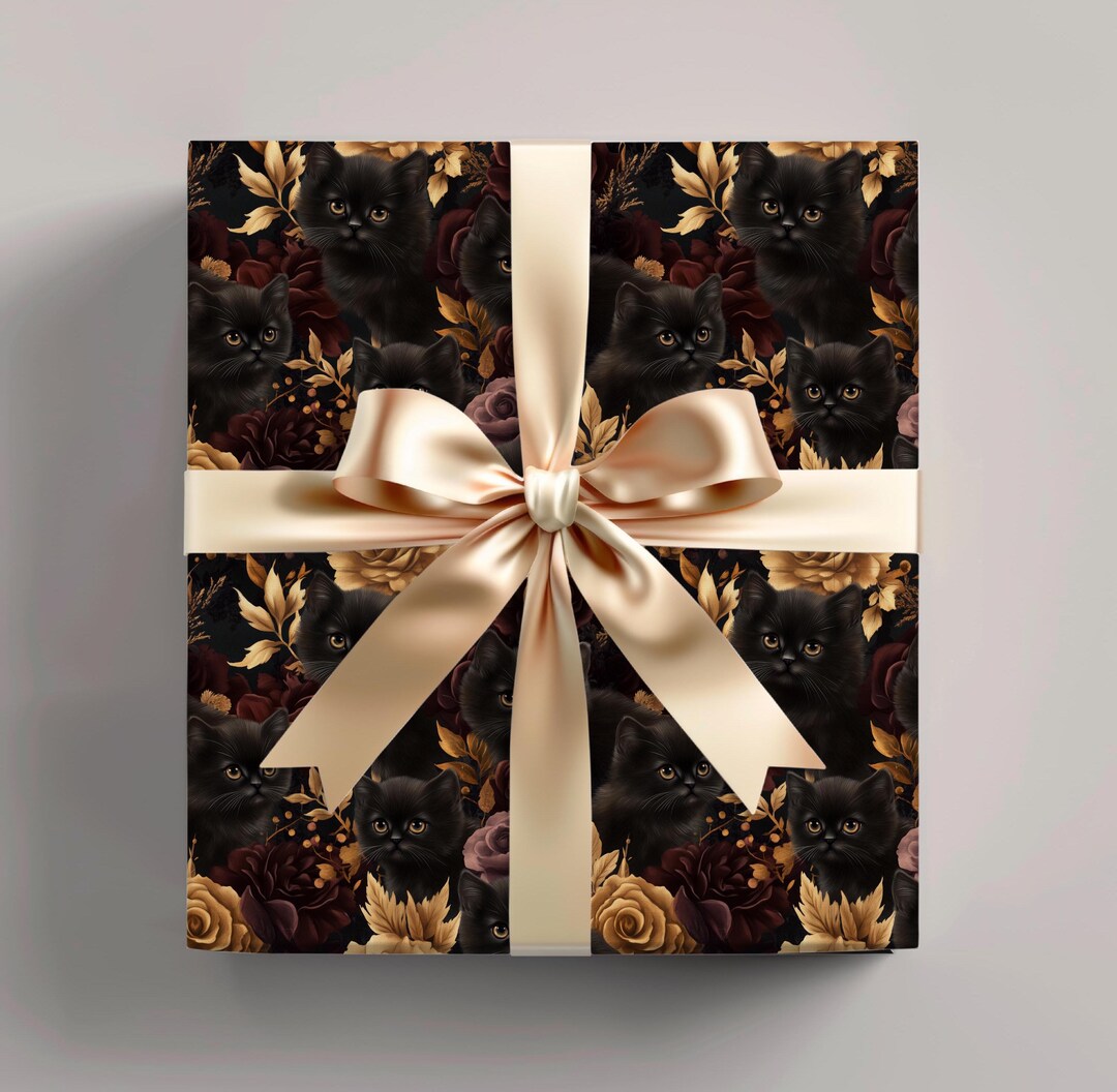 Vintage Black Cat Wrapping Paper: Gothic Floral Victorian Gift Wrap - Etsy
