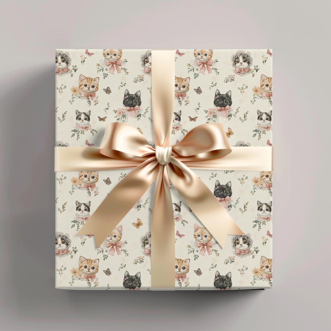 Victorian Kitten Wrapping Paper: Shabby Chic Cottagecore Gift Wrap - Etsy