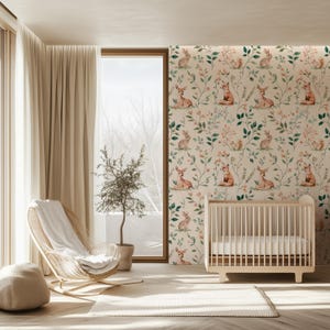 Woodland Animal Wallpaper Vintage Nursery Wallpaper Cottagecore Forest ...
