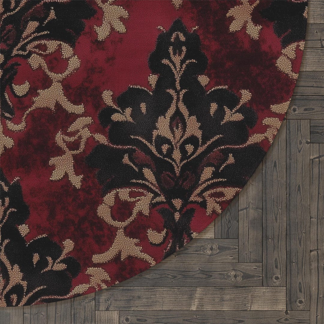Victorian Round Rug Aesthetic Decor Damask Rug Unique Circle Rug ...