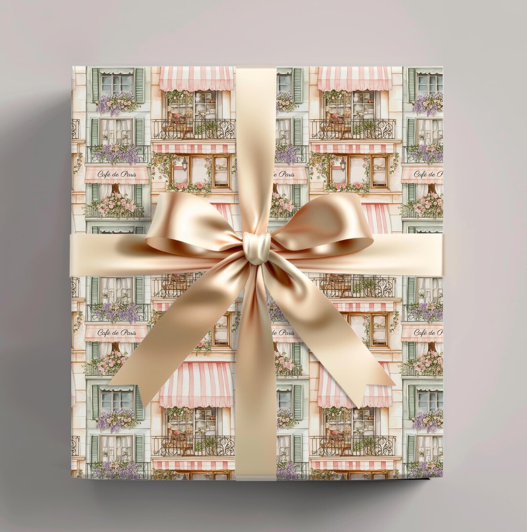 French Café Wrapping Paper Parisian Gift Wrap With Vintage Floral ...