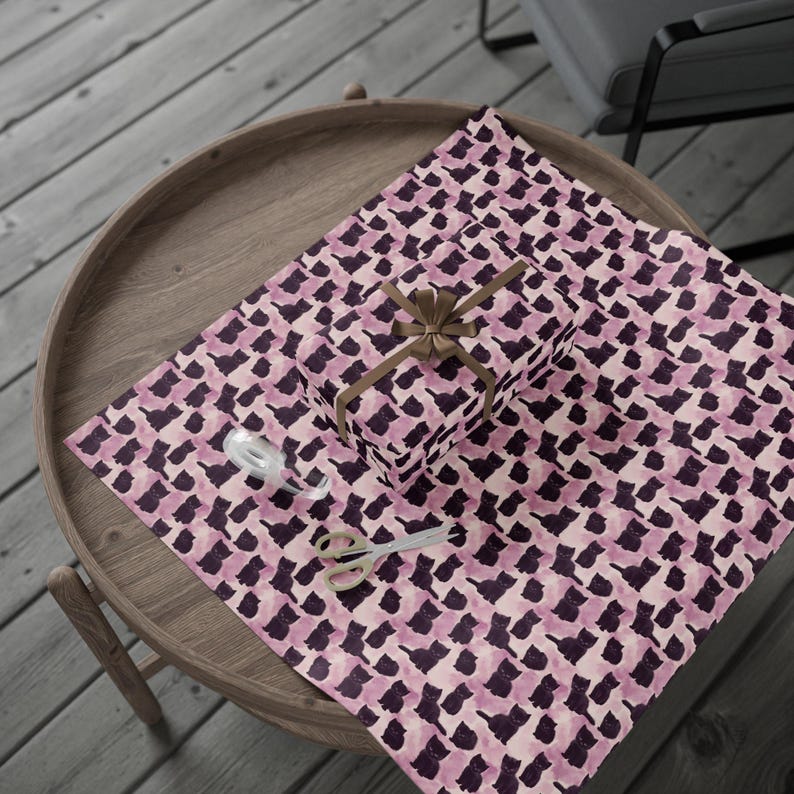 Black Kitten Wrapping Paper: Lavender Watercolor Cat Lover Gift Wrap - Etsy