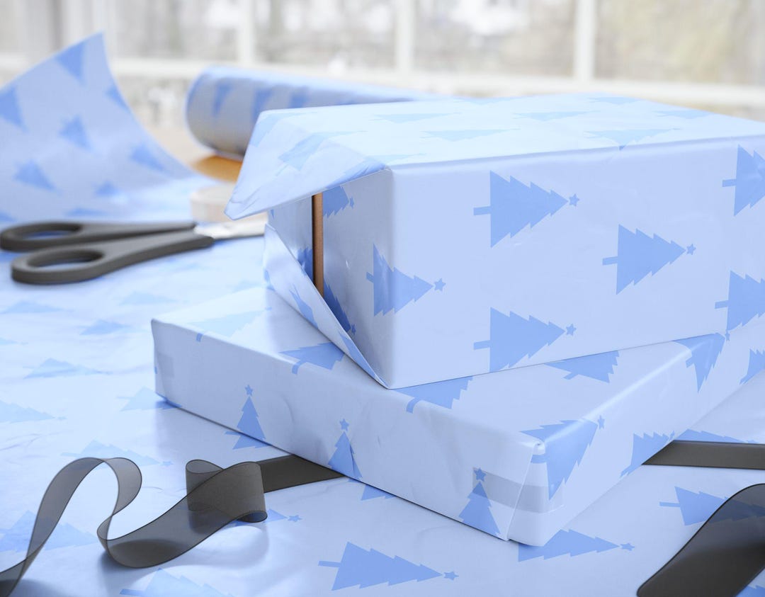 Blue Christmas Wrapping Paper Pastel Blue Gift Wrap Paper Christmas ...