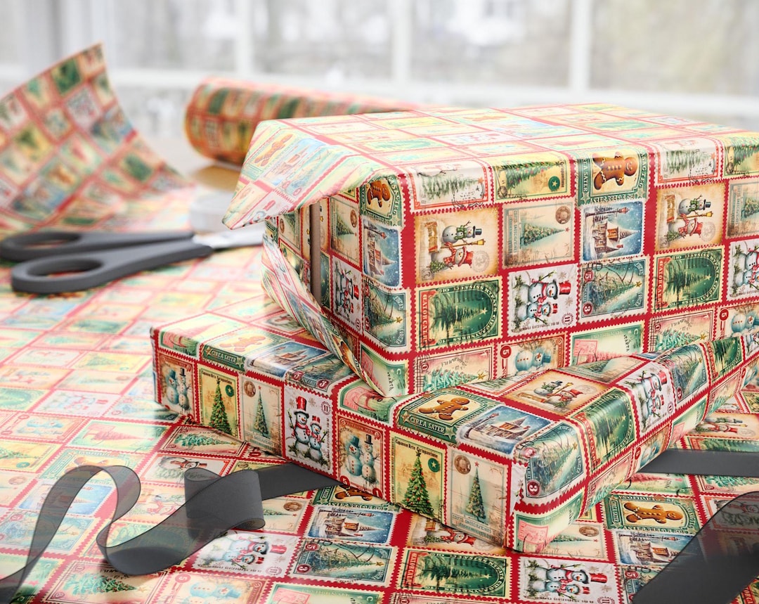 Vintage Christmas Wrapping Paper Retro Christmas Wrapping Paper Rolls ...