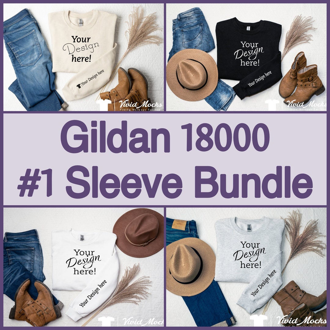 Gildan 18000 Sleeve Sweatshirt Mockup #1 Bundle | Sweater Wrist Mock up ...