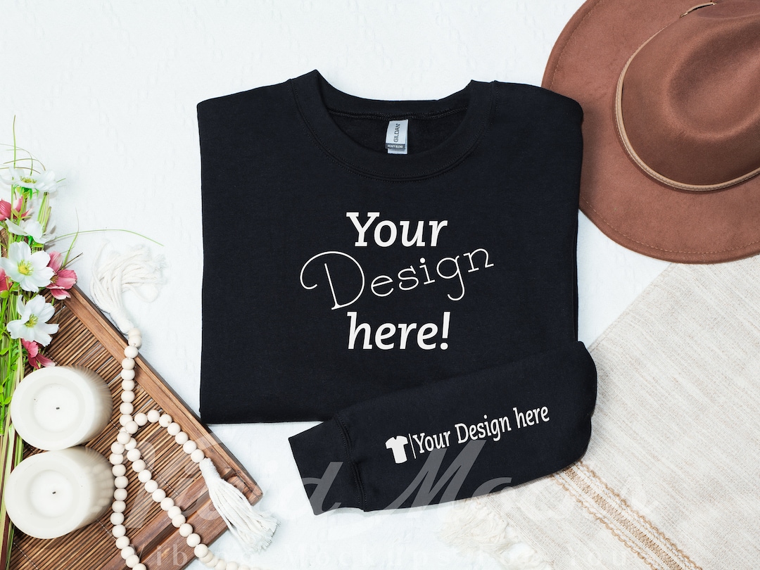 Gildan 18000 Sleeve Sweatshirt Mockup | Black Sweater Mock up | Boho ...