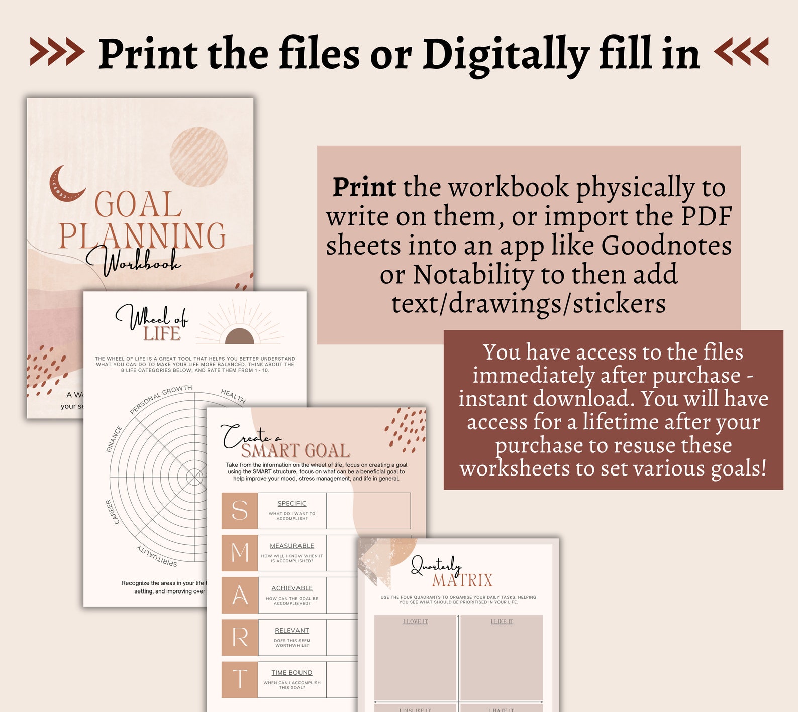 Goal Planning Workbook, Self Development | Goal Setting Guide | Goals ...