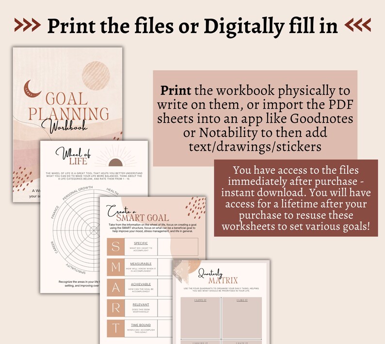 Goal Planning Workbook, Self Development | Goal Setting Guide | Goals ...