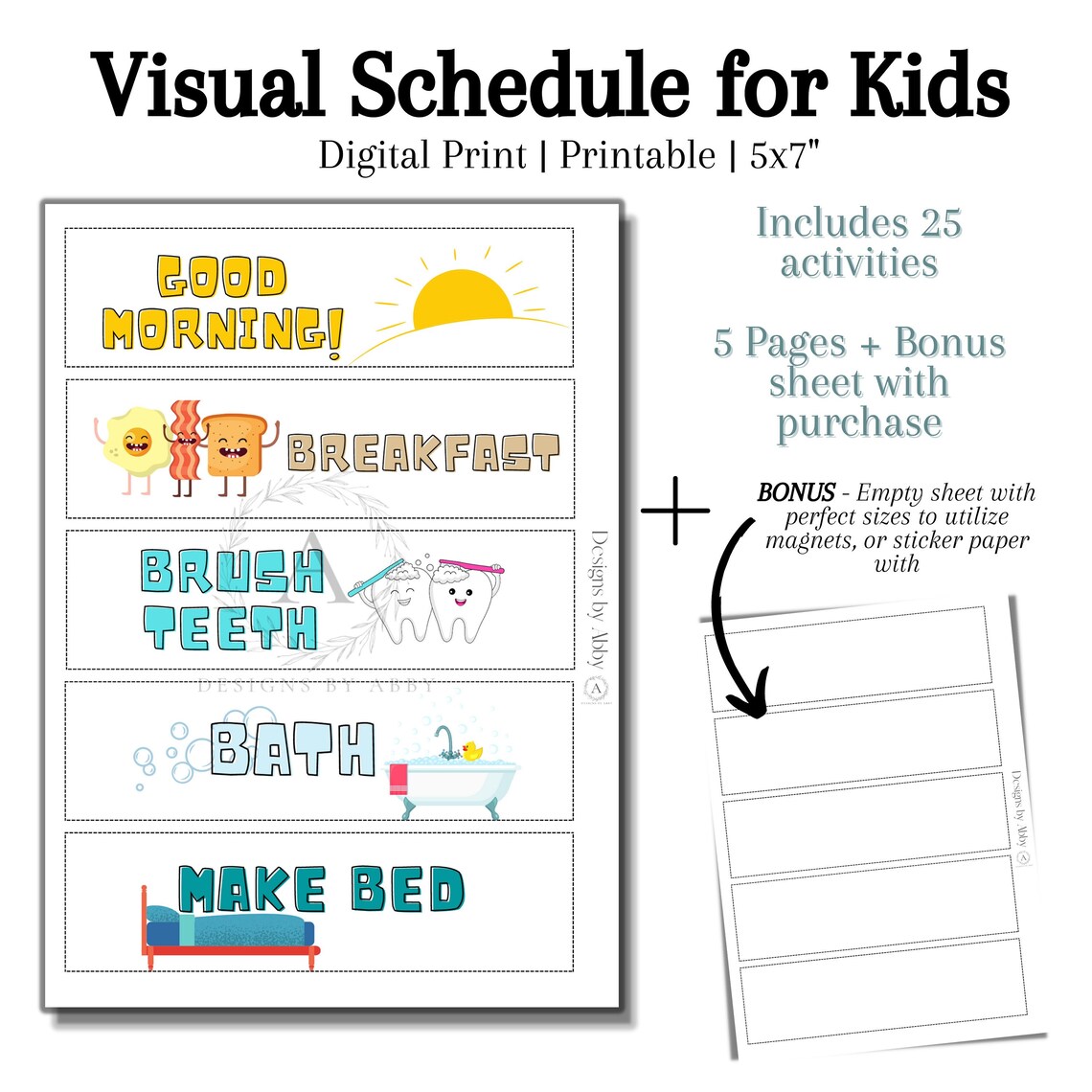 Visual Schedule for Kids Daily Routine Chart Printable Preschoolers ...