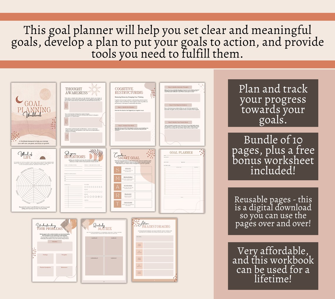 Goal Planning Workbook, Self Development | Goal Setting Guide | Goals ...