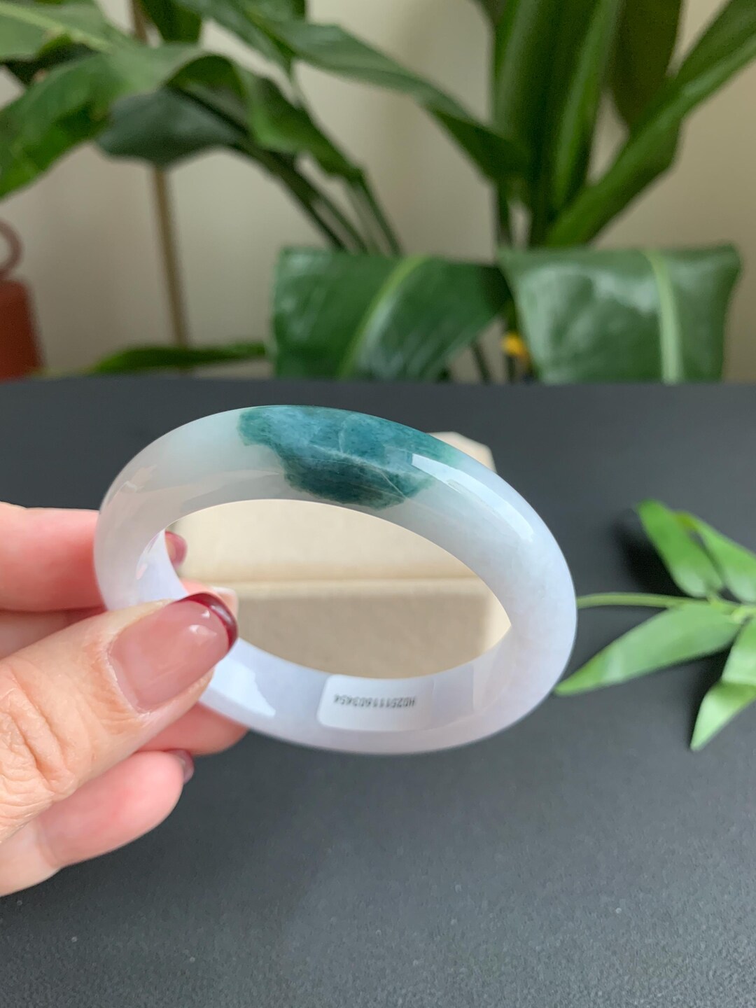 53.4 Mm Natural Jadeite Bangle | Icy Floral Jade Bracelet | Fine ...