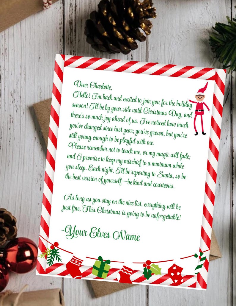 Editable "i'm Back!" Elf on the Shelf Letter Template | Santa's Elf ...