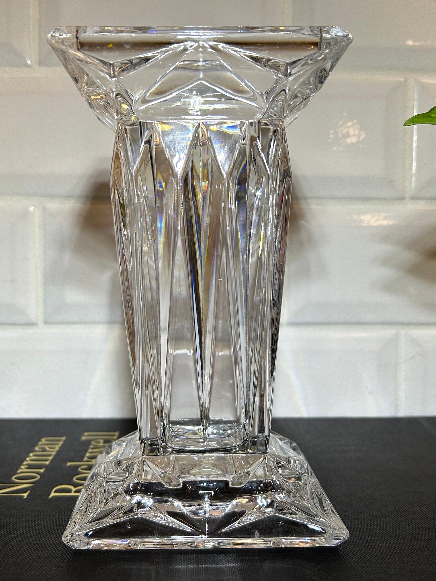 Vintage Partylite 24% Lead Crystal Quad Prism Pedestal Candle Holder ...