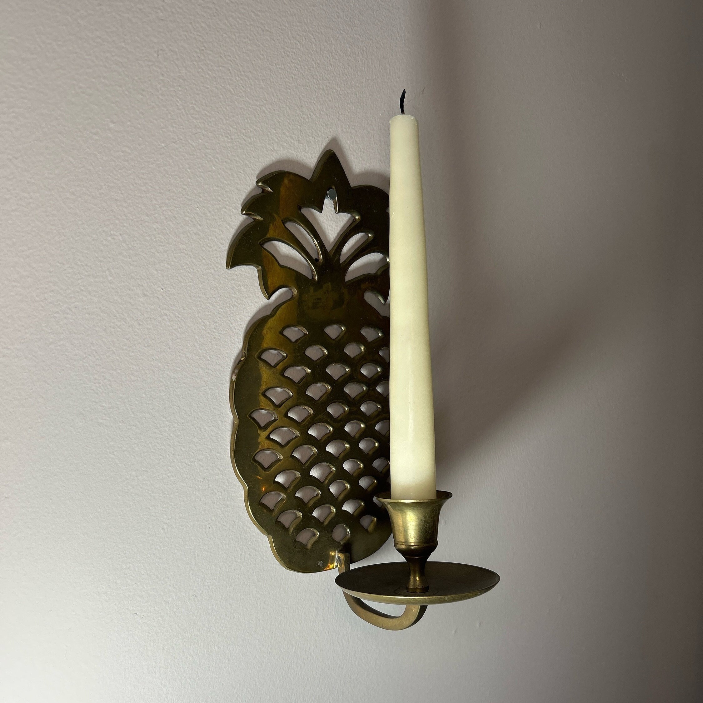 Vintage Brass Pineapple Wall Sconce Single Taper Candlestick Holder ...