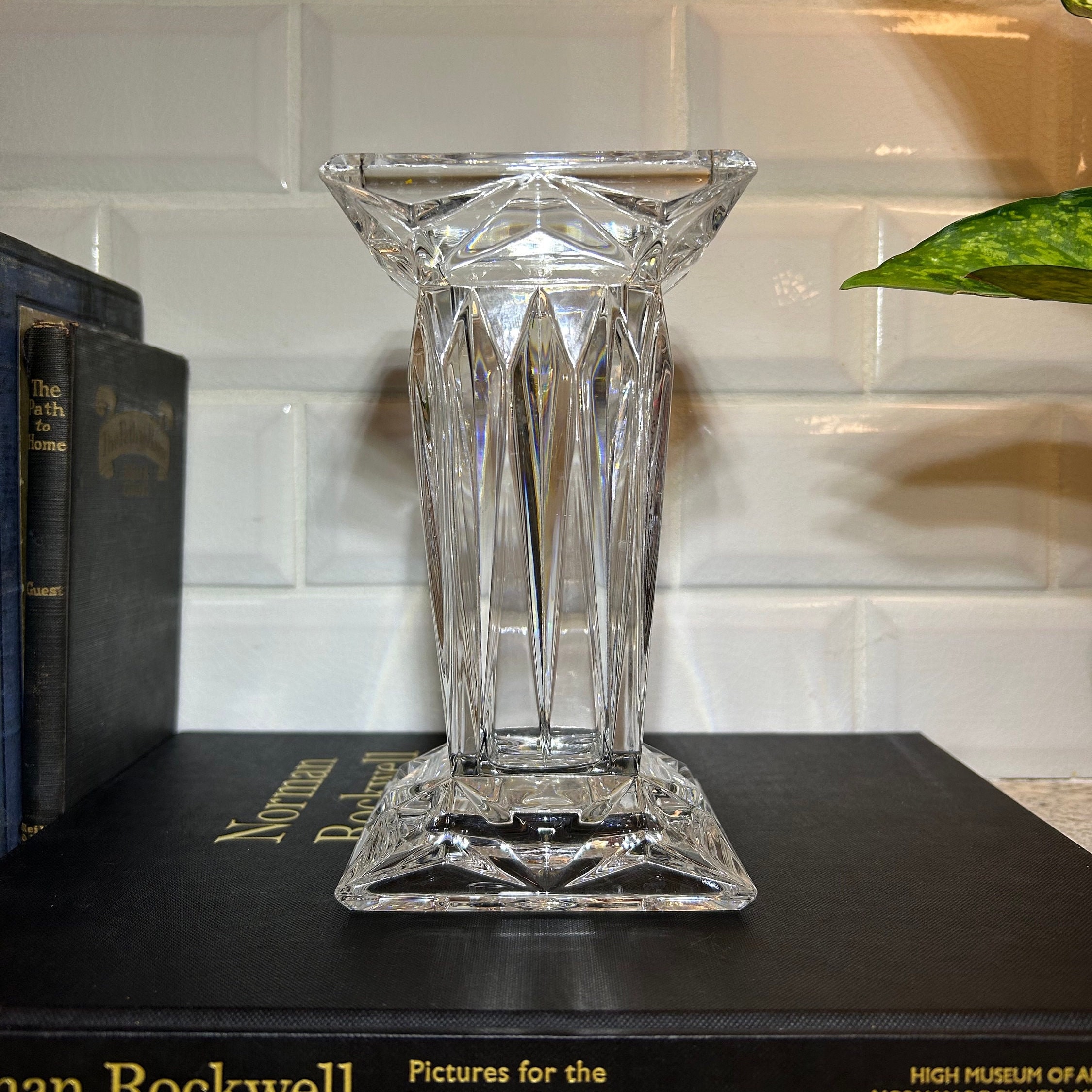 Vintage Partylite 24% Lead Crystal Quad Prism Pedestal Candle Holder ...