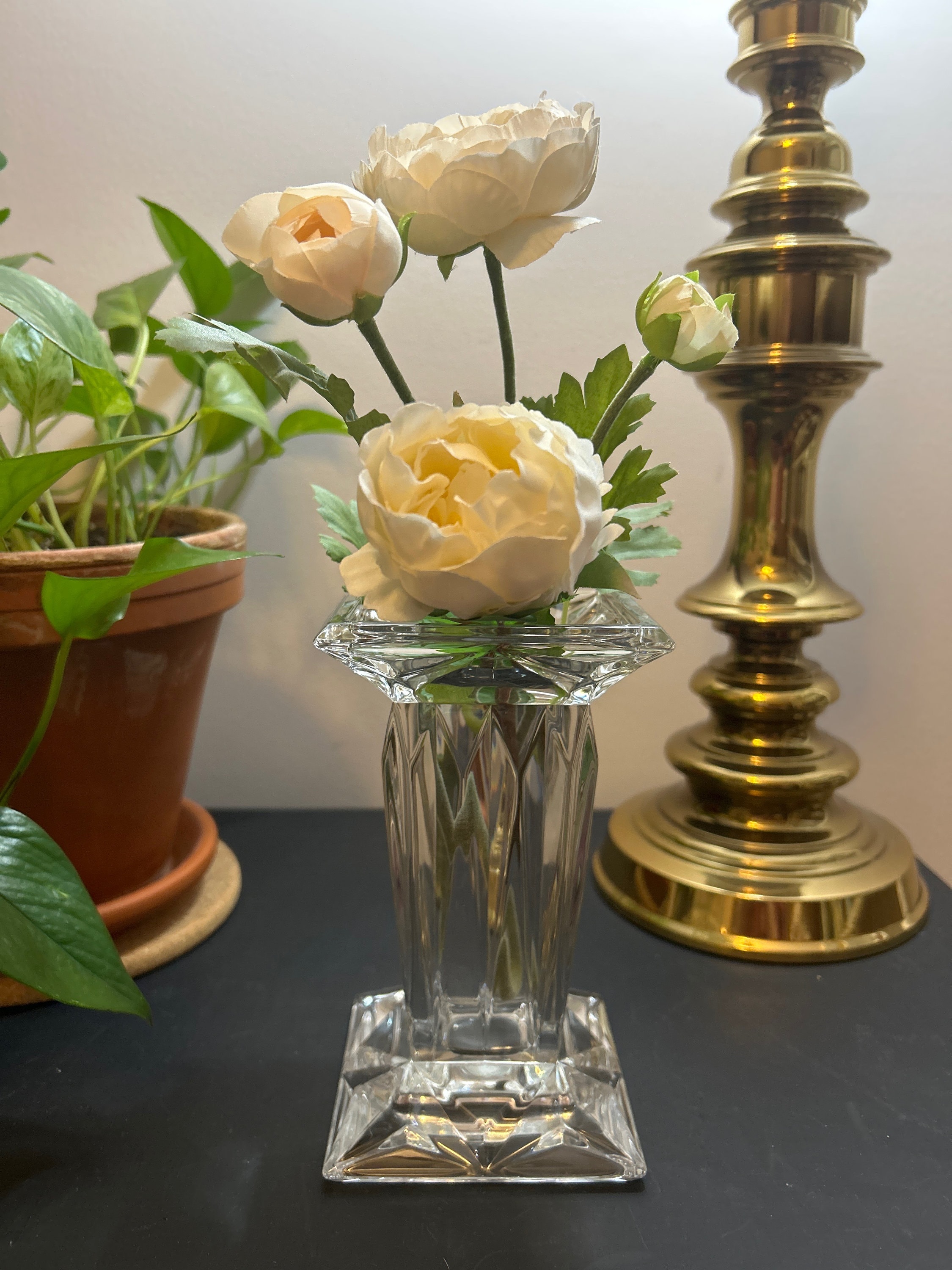 Vintage Partylite 24% Lead Crystal Quad Prism Pedestal Candle Holder ...