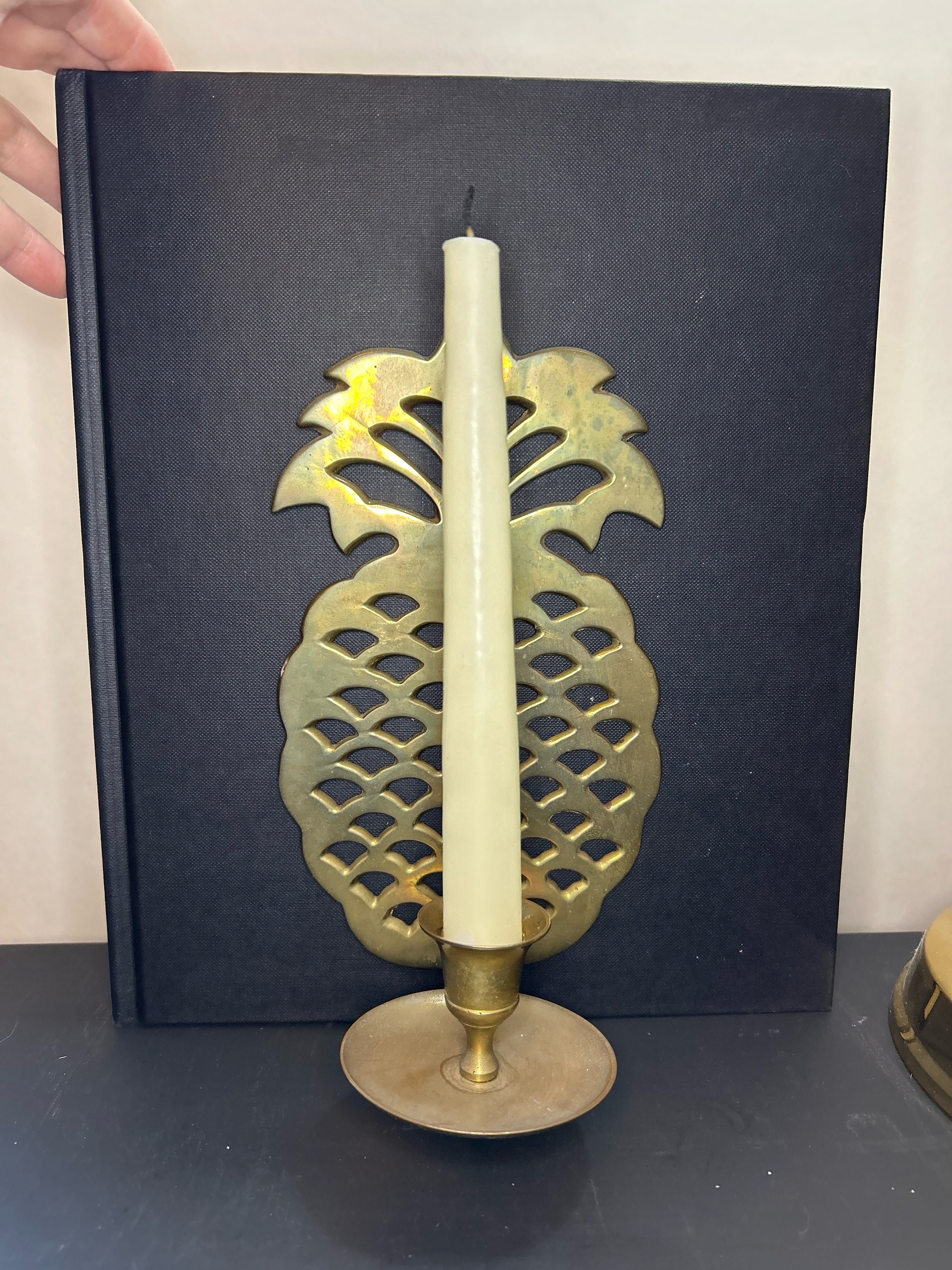 Vintage Brass Pineapple Wall Sconce Single Taper Candlestick Holder ...