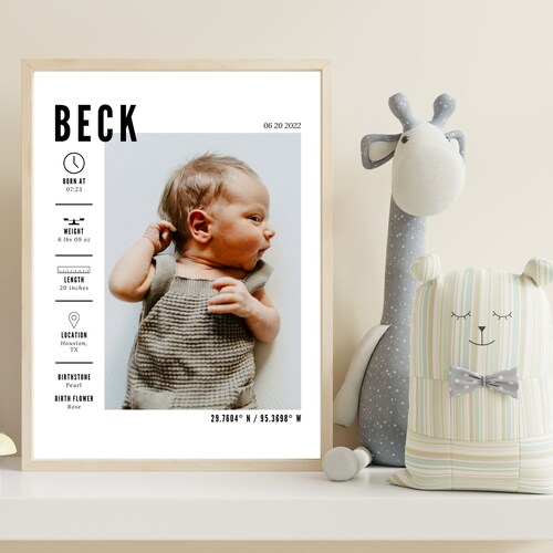 Birth Stats Print Birth Poster Newborn Poster Baby Gift - Etsy