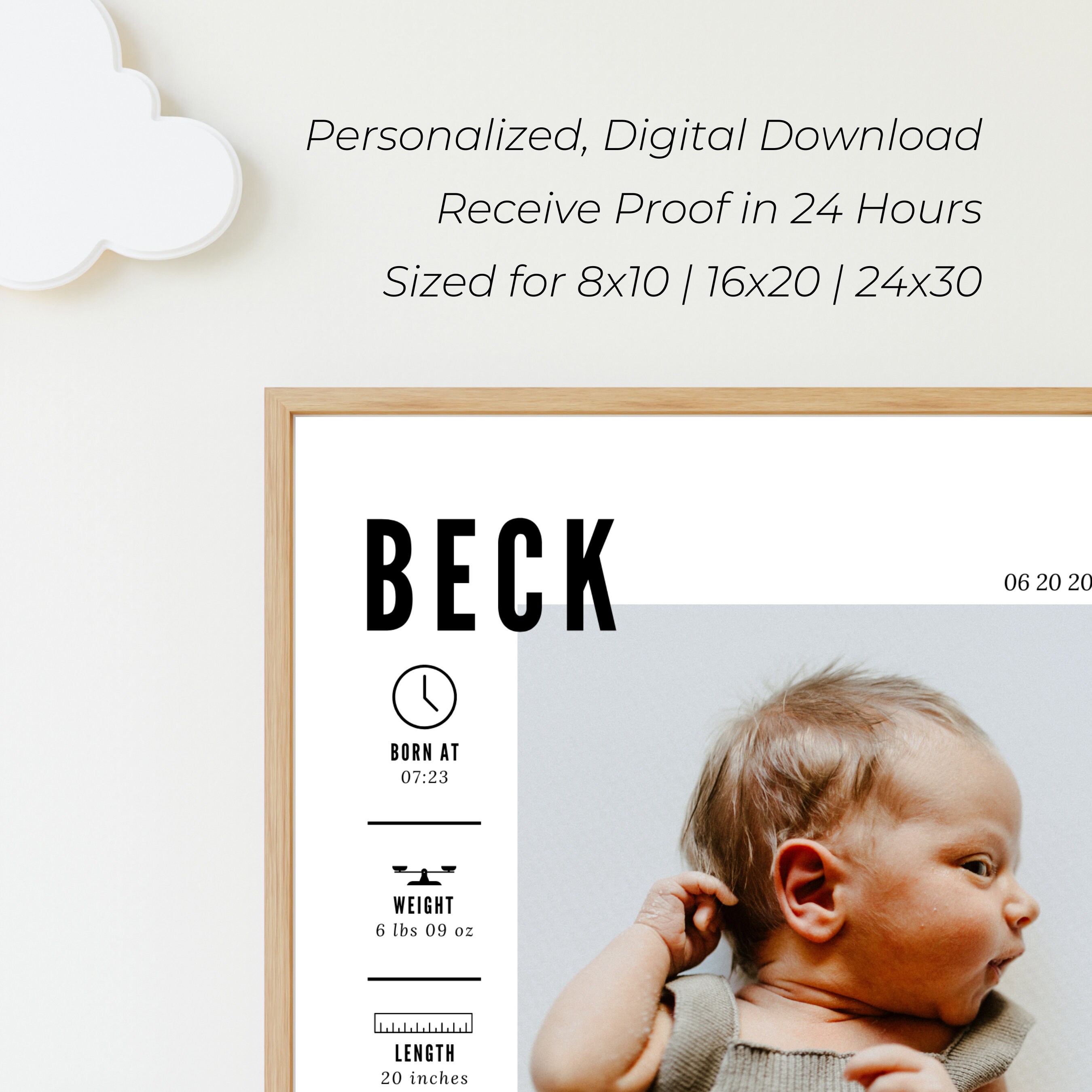 Birth Stats Print Birth Poster Newborn Poster Baby Gift - Etsy