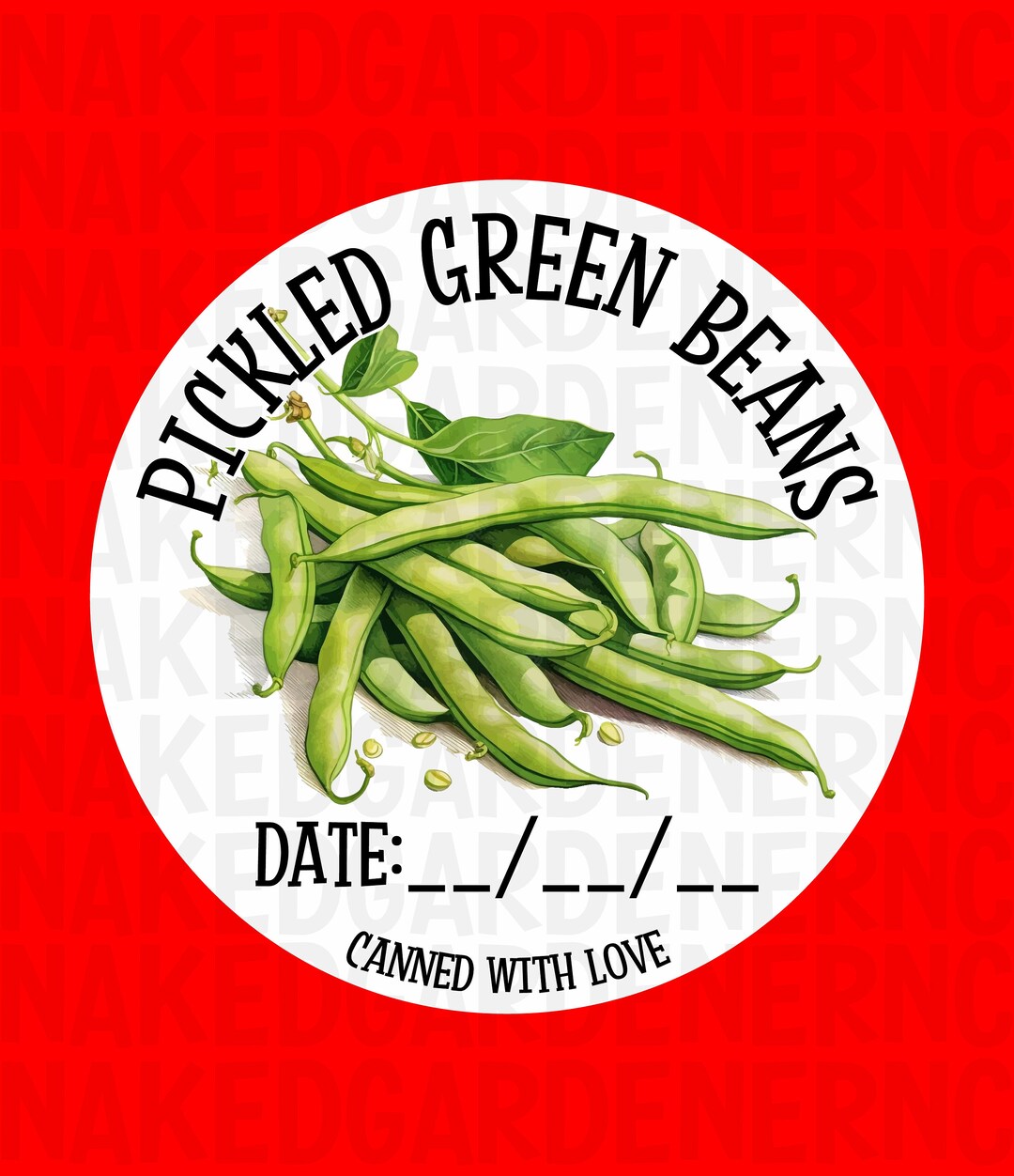 Pickled Green Beans Canning Labels for Regular Mouth Jar or Wide Mouth ...