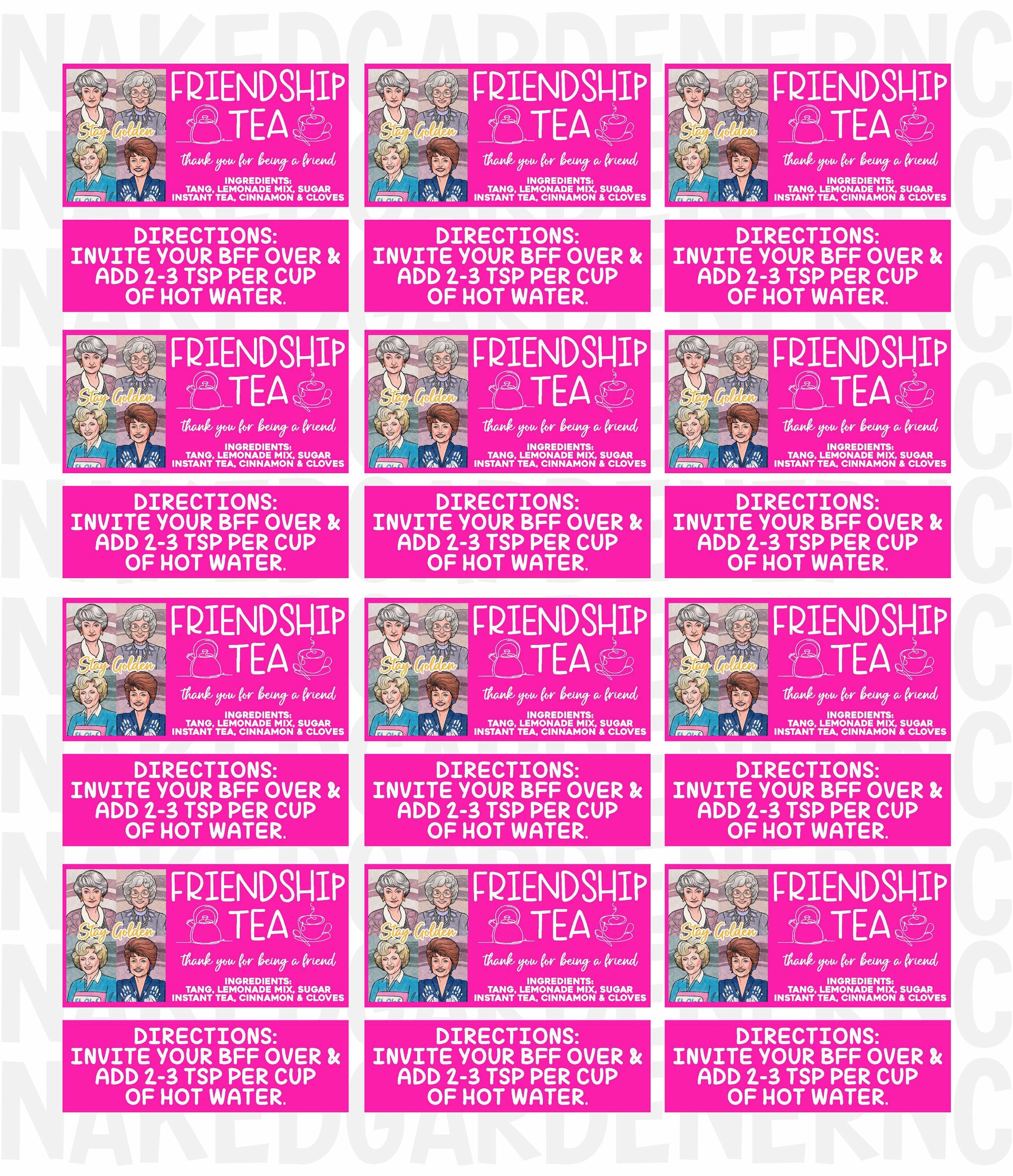 Friendship Tea Labels / Thank You for Being A Friend / Tiktok Russian ...