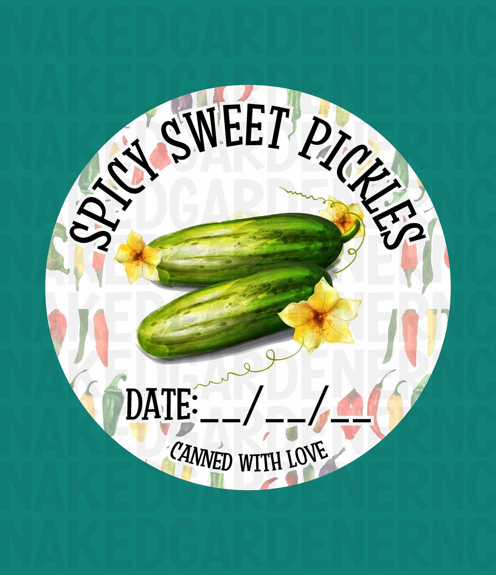 Spicy Sweet Pickles Canning Labels for Regular Mouth Jar or Wide Mouth ...